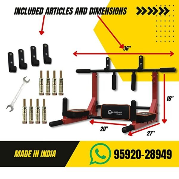 Hashtag fitness multipurpose pull up bar for home, dips bar for home ...